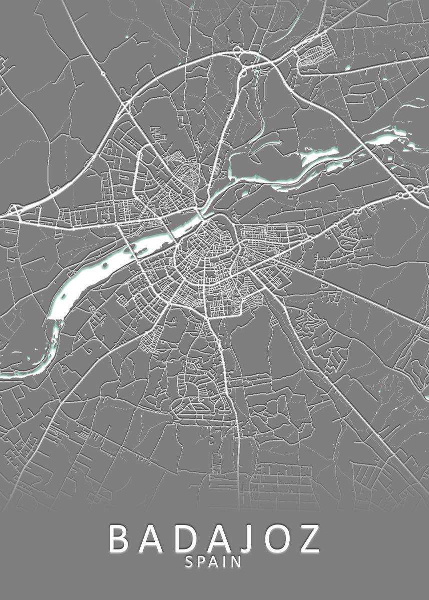 'Badajoz Spain City Map' Poster, picture, metal print, paint by City ...