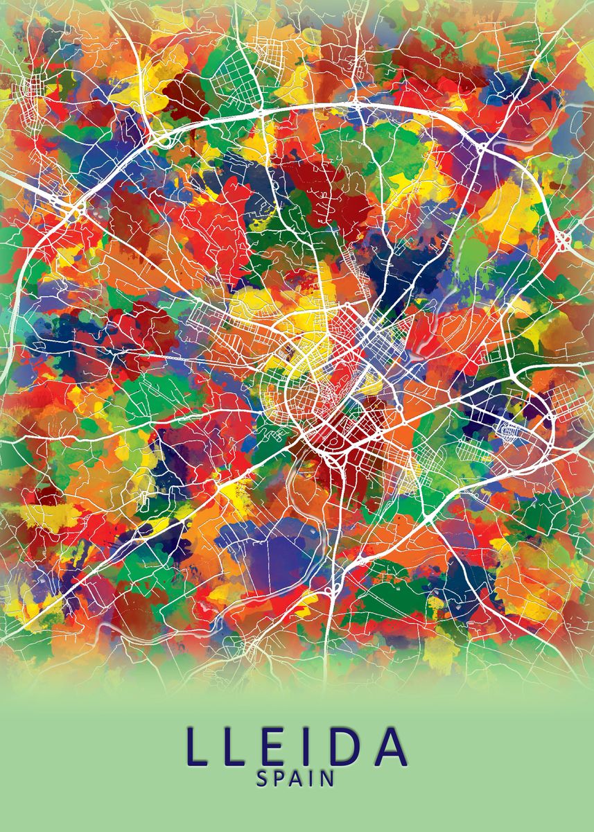 'Lleida Spain City Map' Poster, picture, metal print, paint by City Map ...