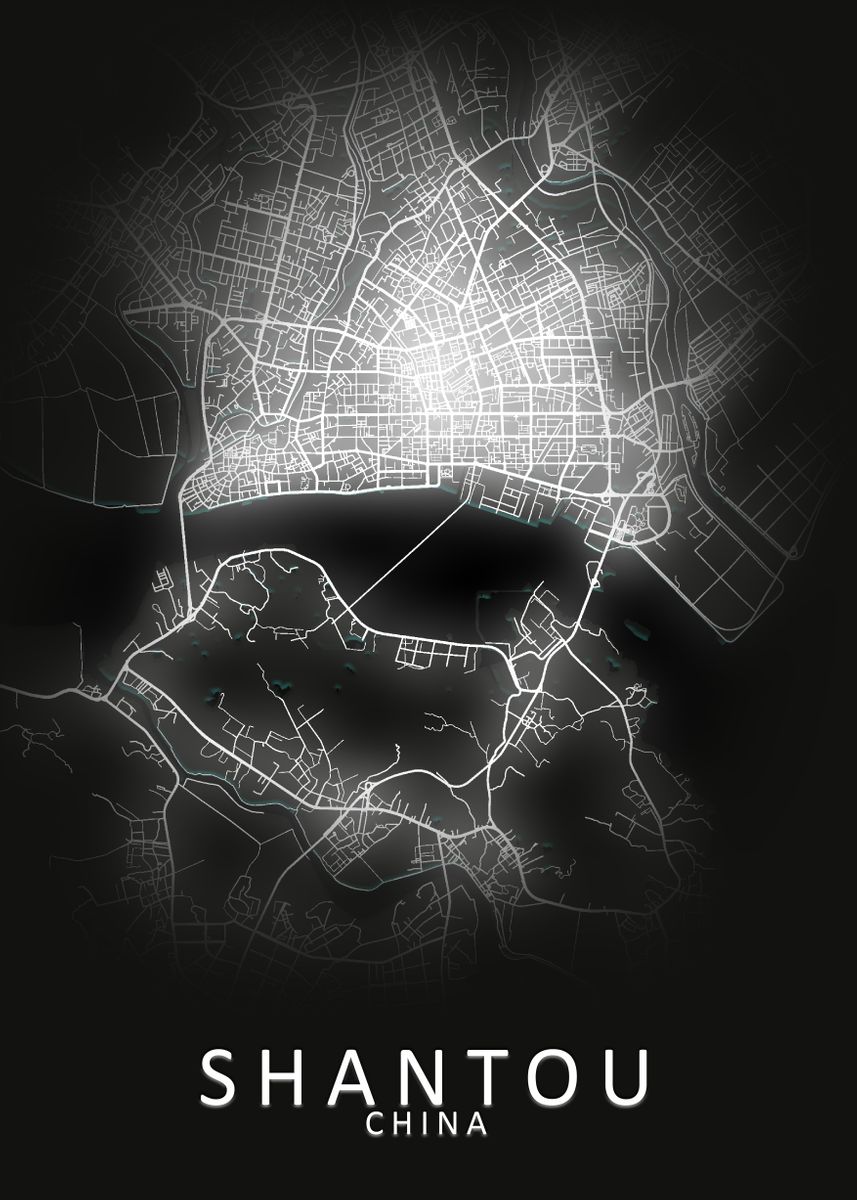 'Shantou China City Map' Poster, picture, metal print, paint by City ...