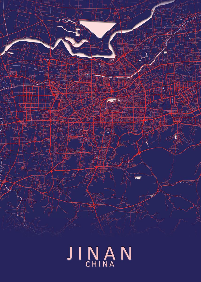 'Jinan China City Map' Poster, picture, metal print, paint by City Map ...