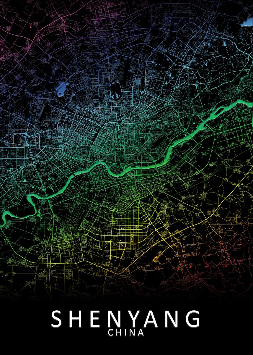 'Shenyang China City Map' Poster by City Map Art Prints | Displate