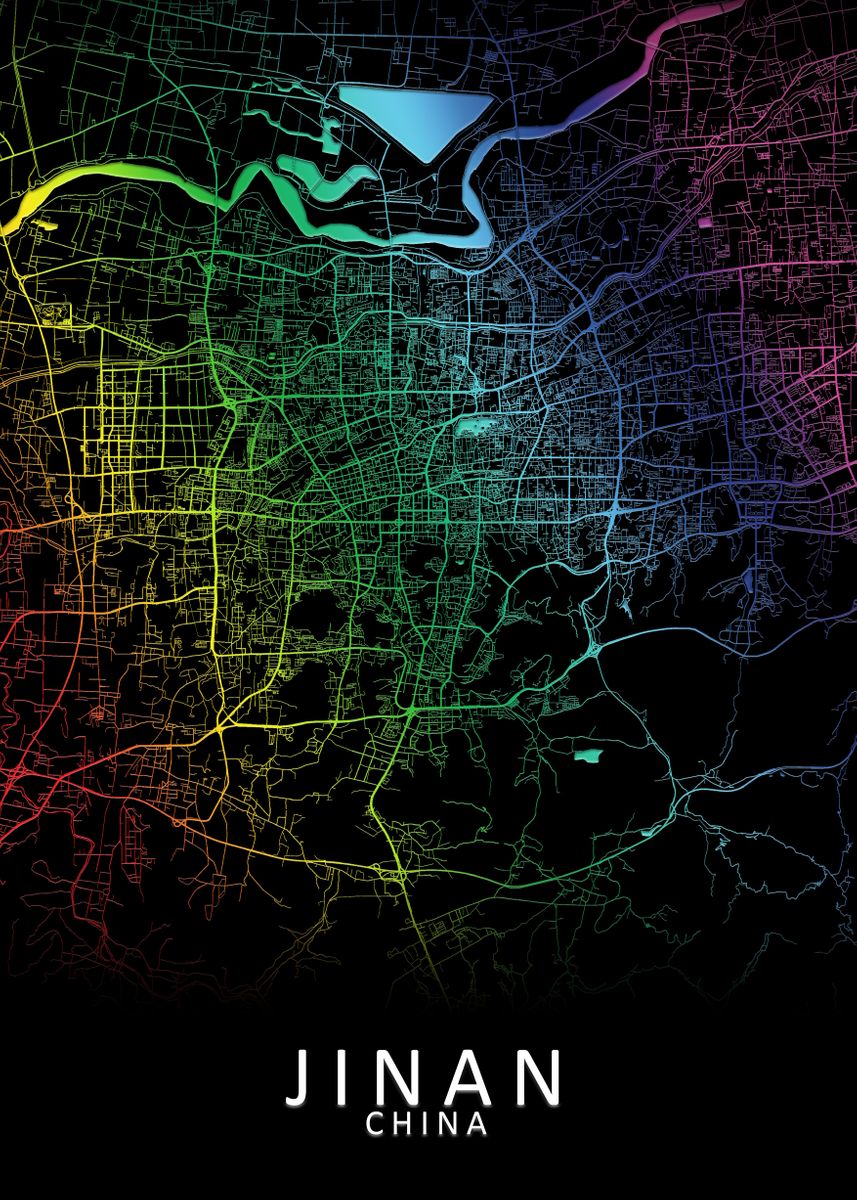 'Jinan China City Map' Poster by City Map Art Prints | Displate