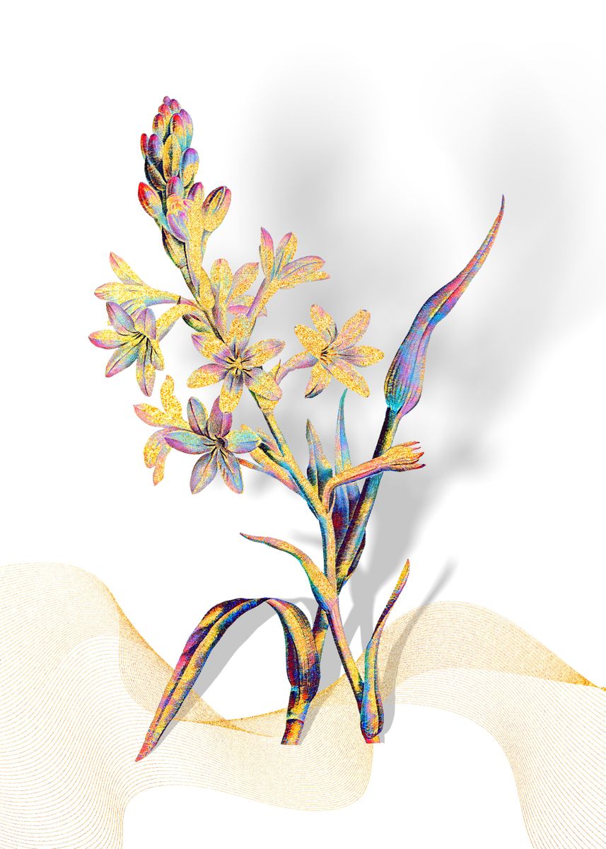'Prismatic Tuberose Flowers' Poster, picture, metal print, paint by ...