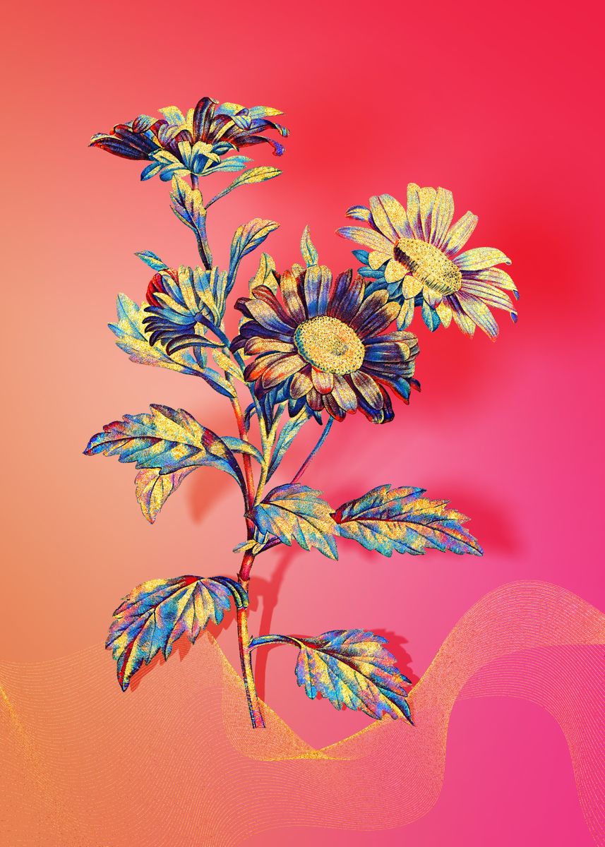 'Prismatic Red Aster' Poster by Holy Rock Design | Displate