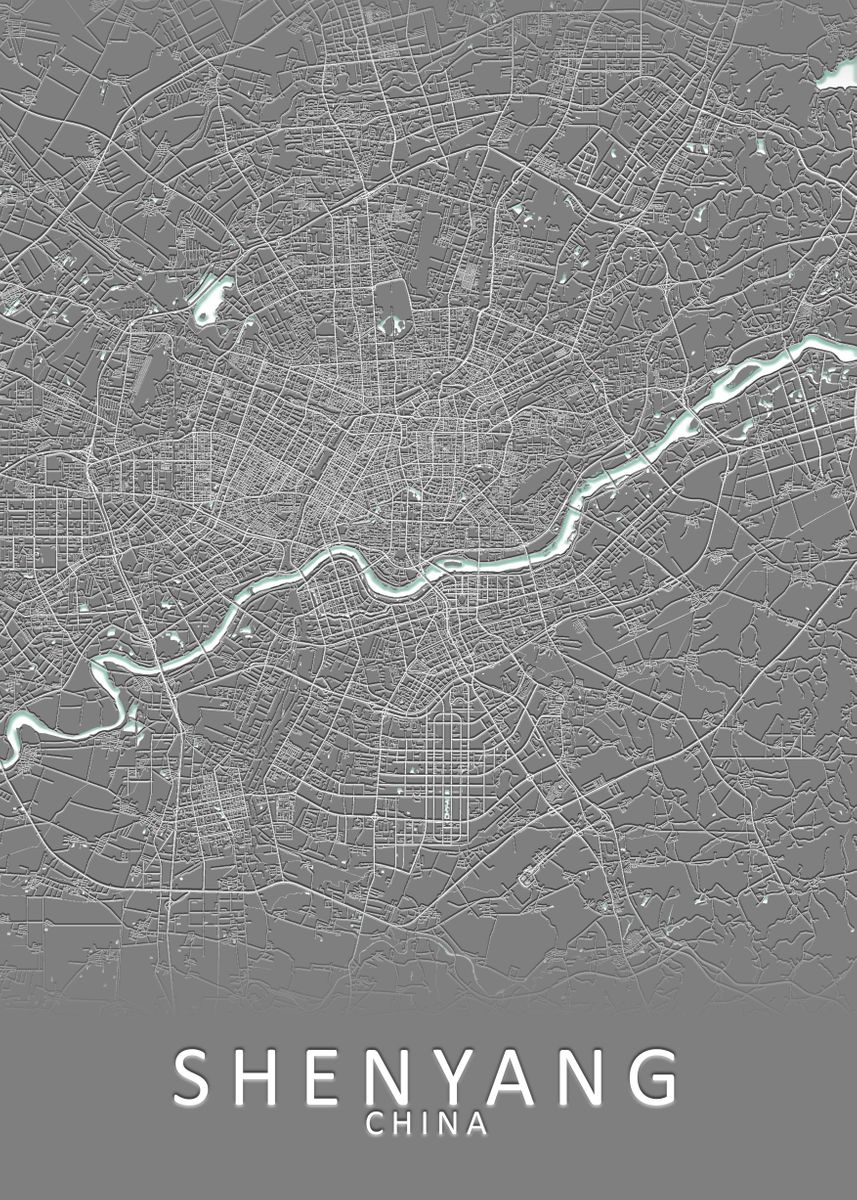 'Shenyang China City Map' Poster, picture, metal print, paint by City ...