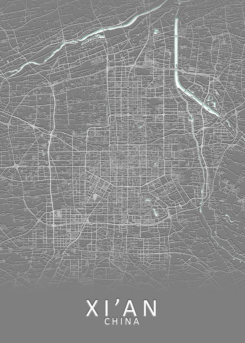 'Xi an China City Map' Poster by City Map Art Prints | Displate