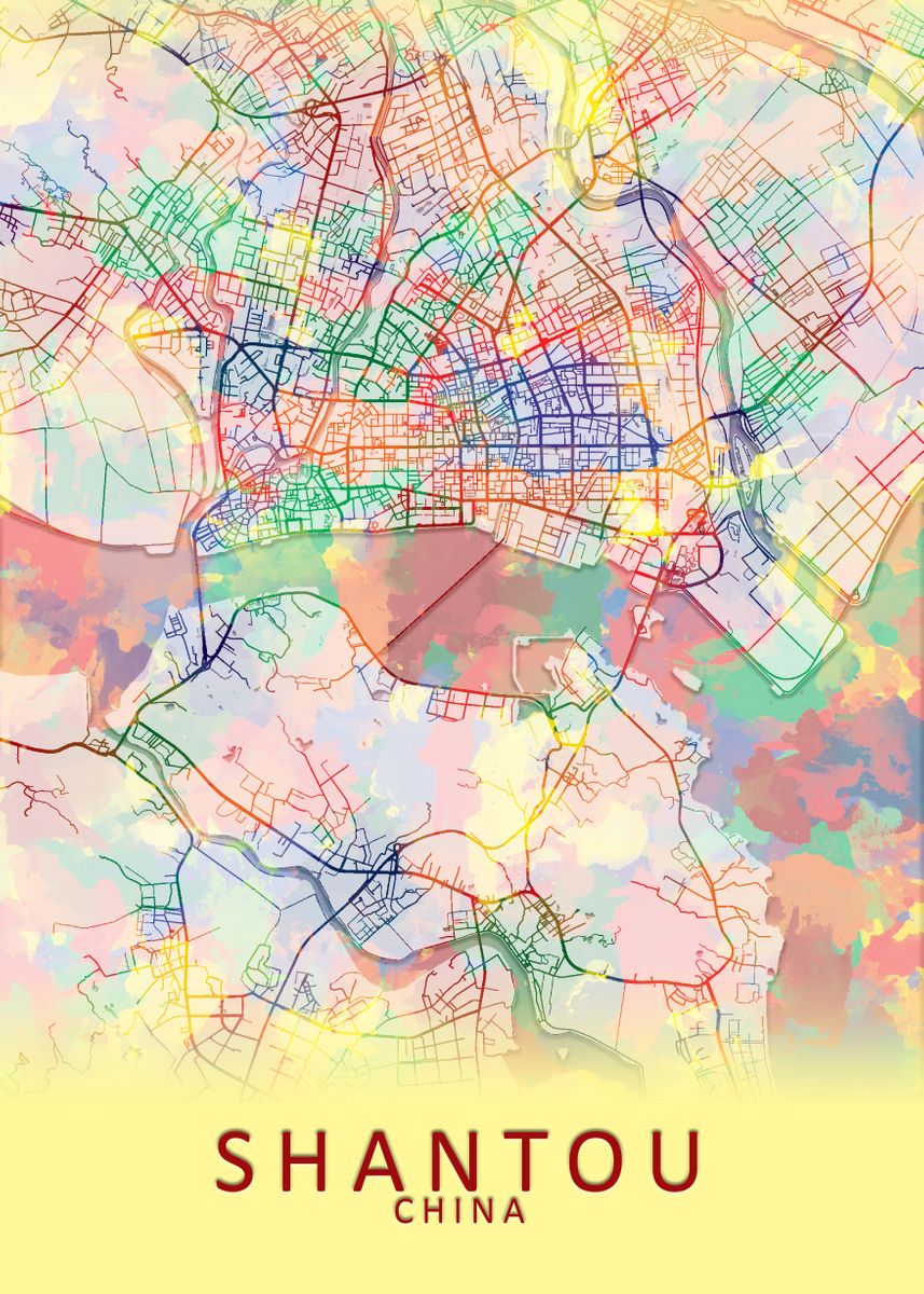 'Shantou China City Map' Poster, picture, metal print, paint by City ...