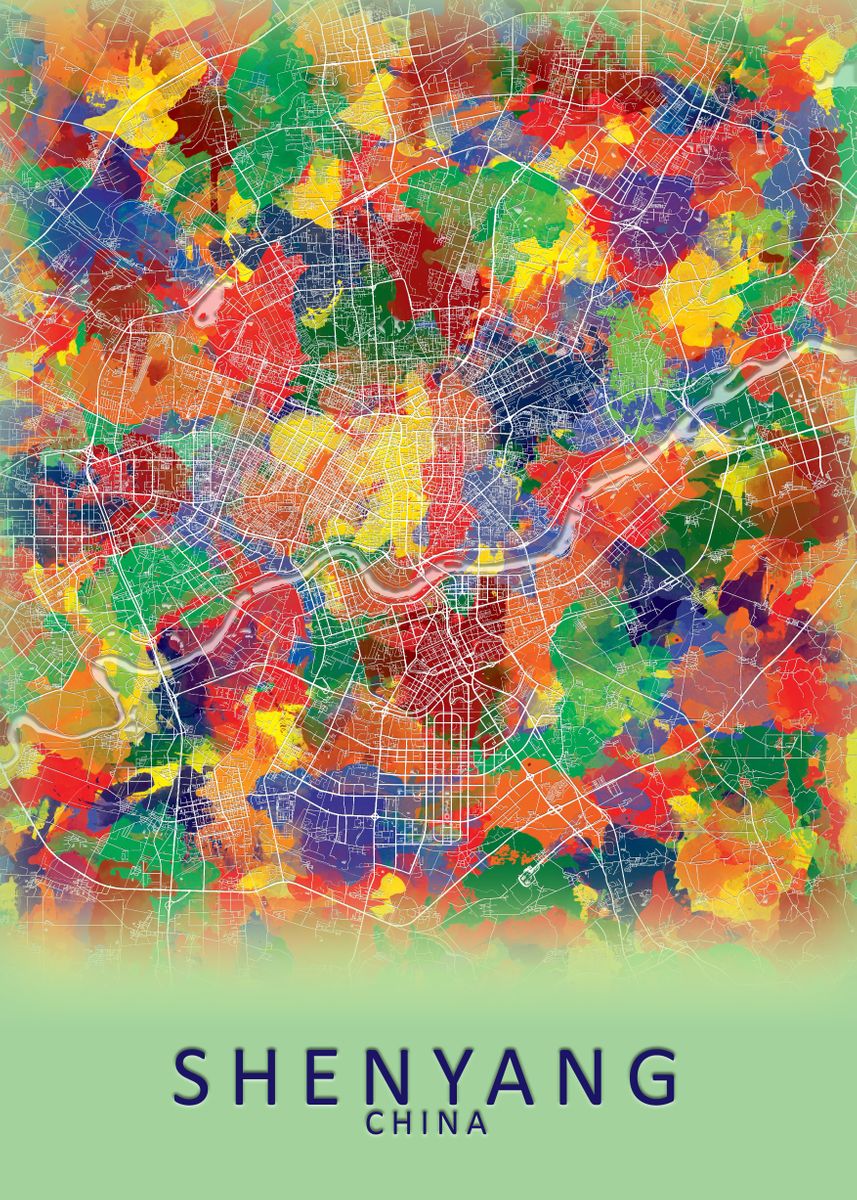 'Shenyang China City Map' Poster, picture, metal print, paint by City ...