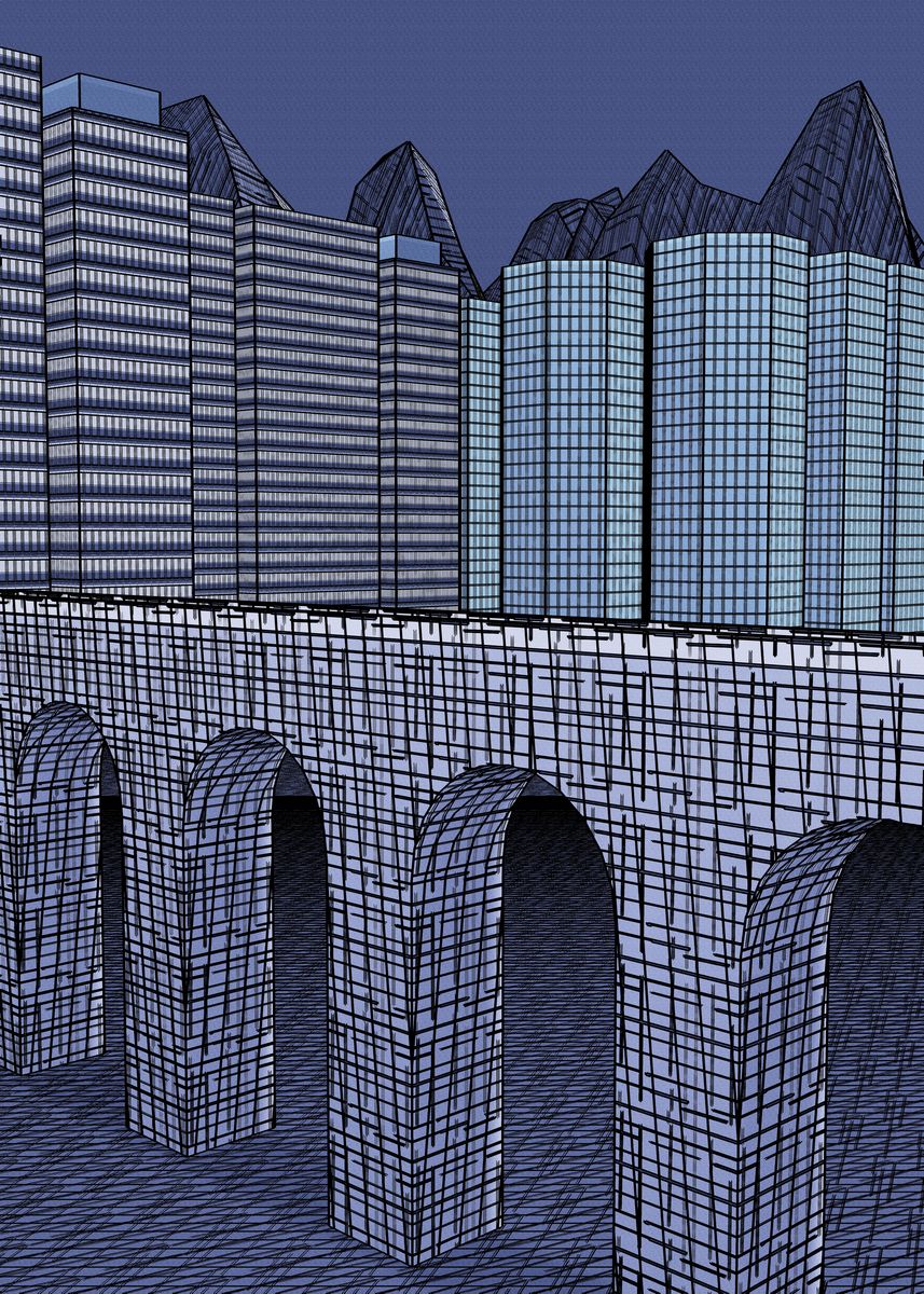 'Aqueduct' Poster, picture, metal print, paint by Jorge Reyna Tamez ...