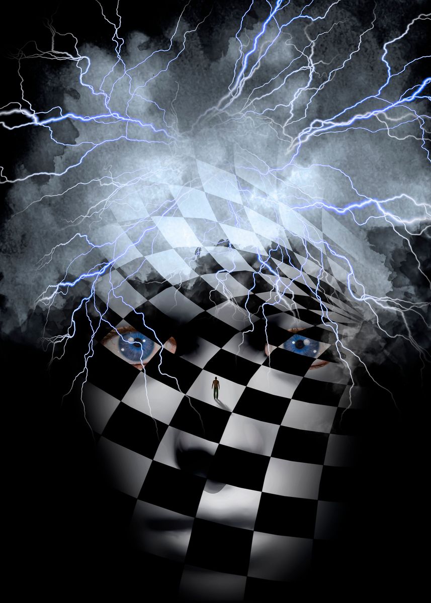 'Checkered face' Poster, picture, metal print, paint by Bruce Rolff ...