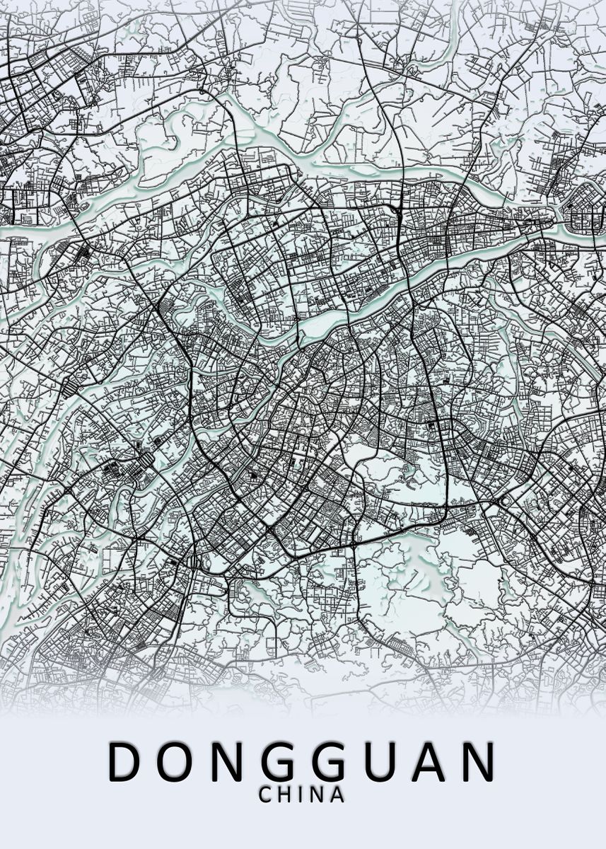'Dongguan China City Map' Poster, picture, metal print, paint by City ...