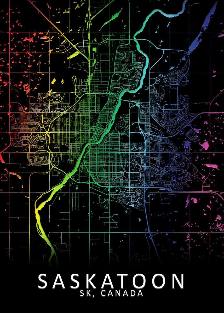 'Saskatoon SK Canada Map' Poster by City Map Art Prints | Displate