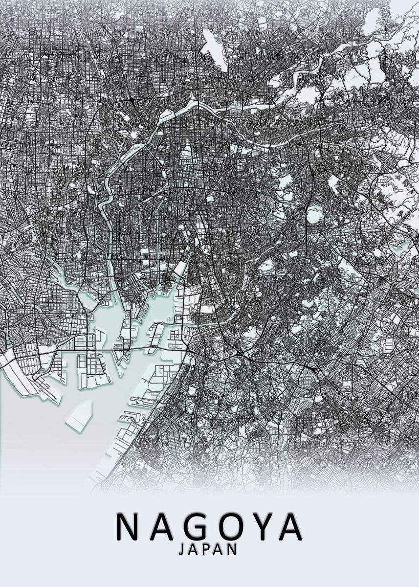 'Nagoya Japan City Map' Poster, picture, metal print, paint by City Map ...