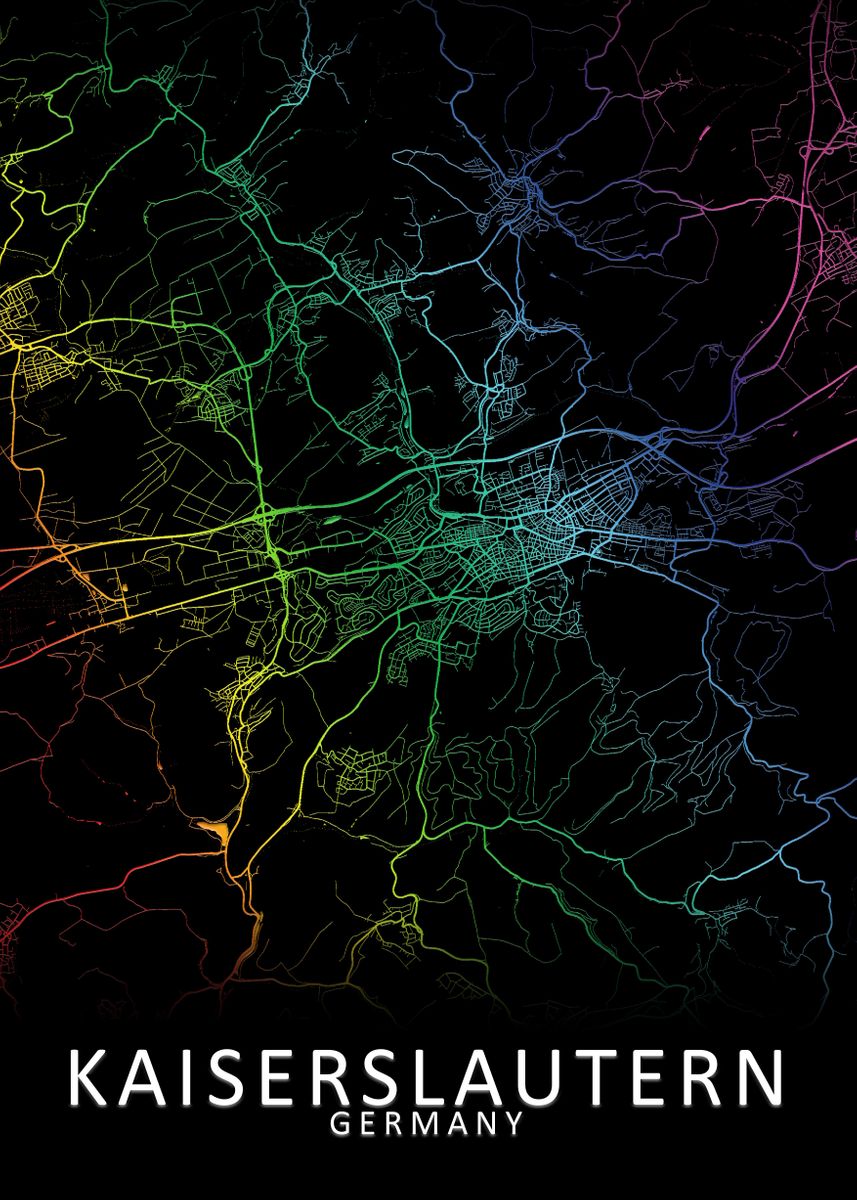 'Kaiserslautern Germany Map' Poster by City Map Art Prints | Displate