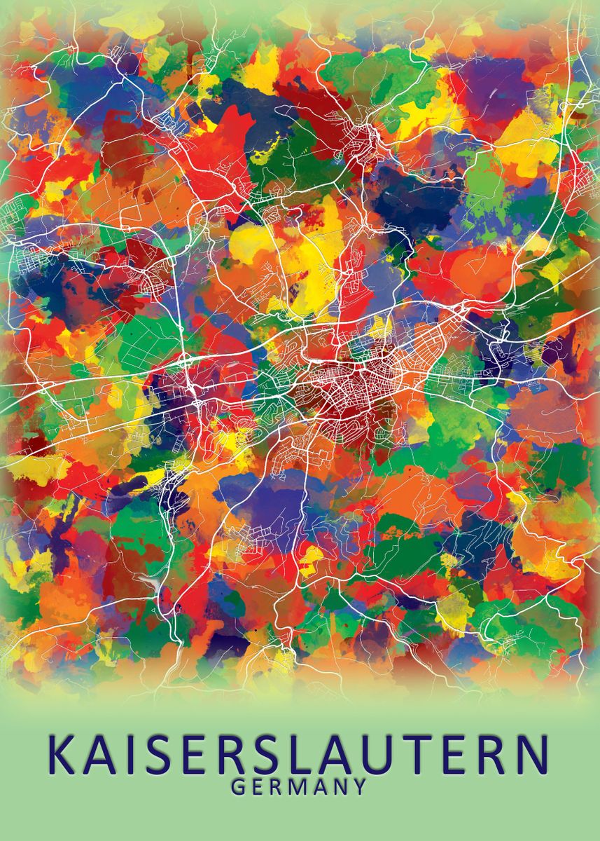 'Kaiserslautern Germany Map' Poster, picture, metal print, paint by ...
