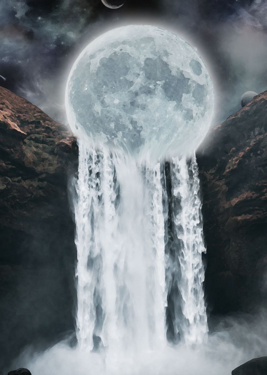 'Moon Falls' Poster, picture, metal print, paint by Armstrong | Displate