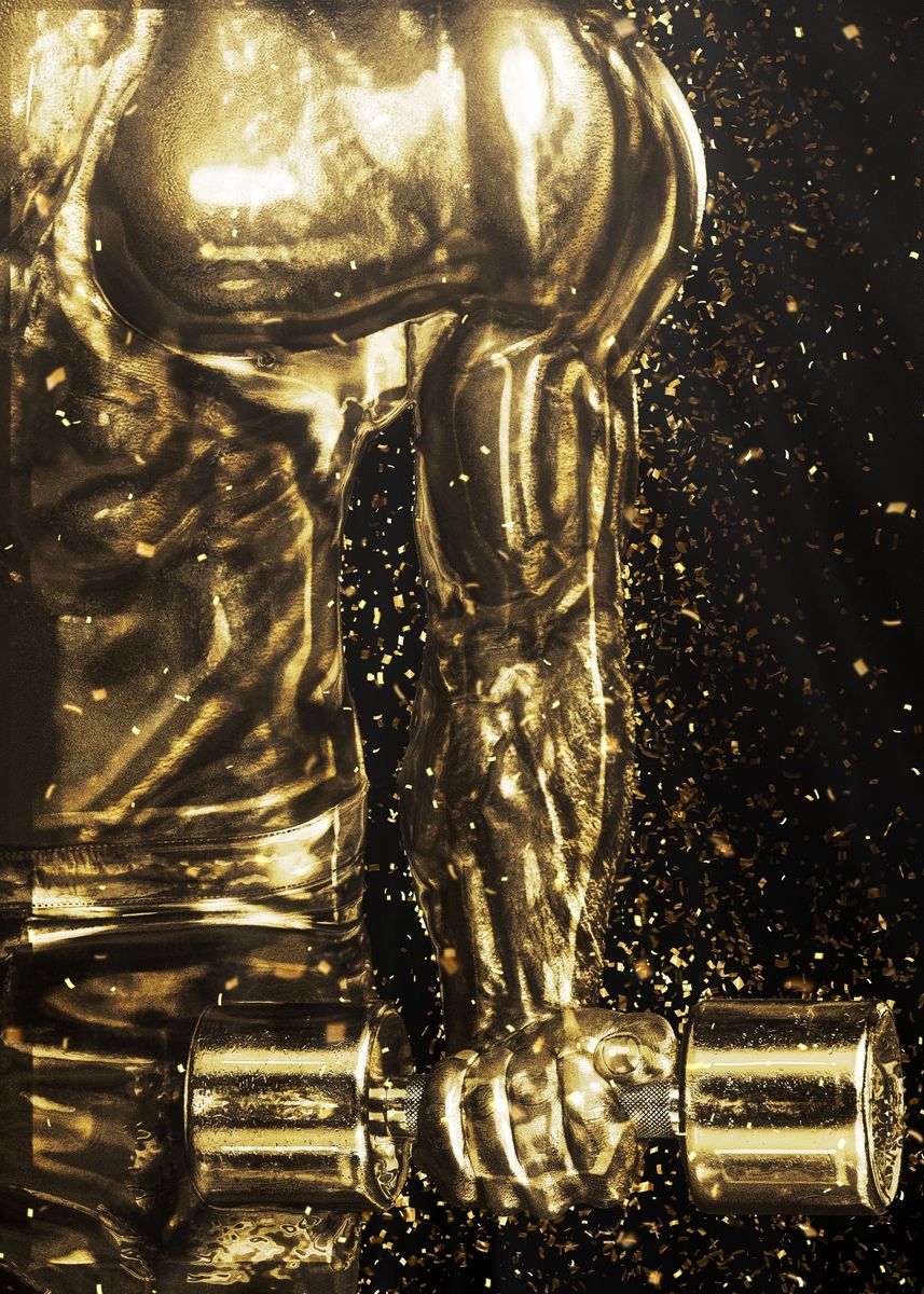'Gold Bodybuilding Torso' Poster, picture, metal print, paint by ...