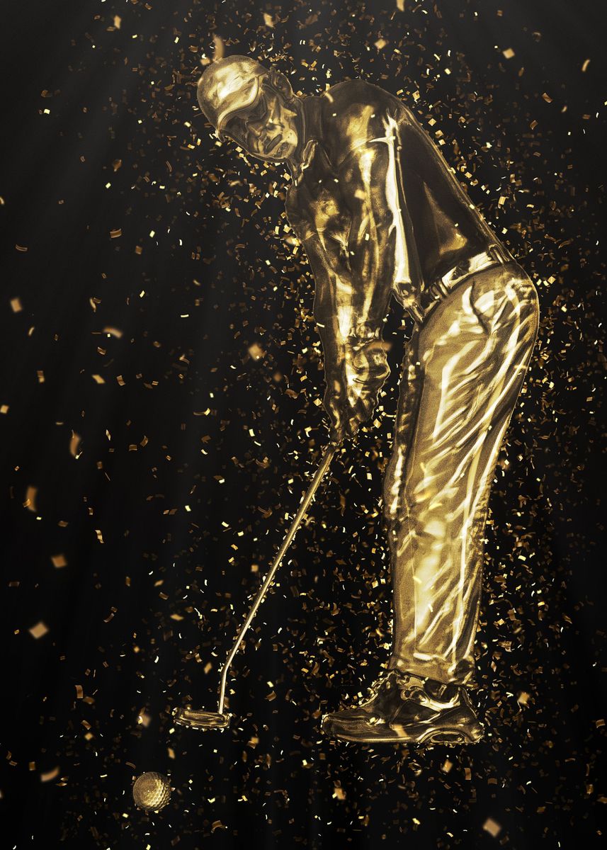 'Gold Golfer' Poster, picture, metal print, paint by Maksymilian Kulig ...