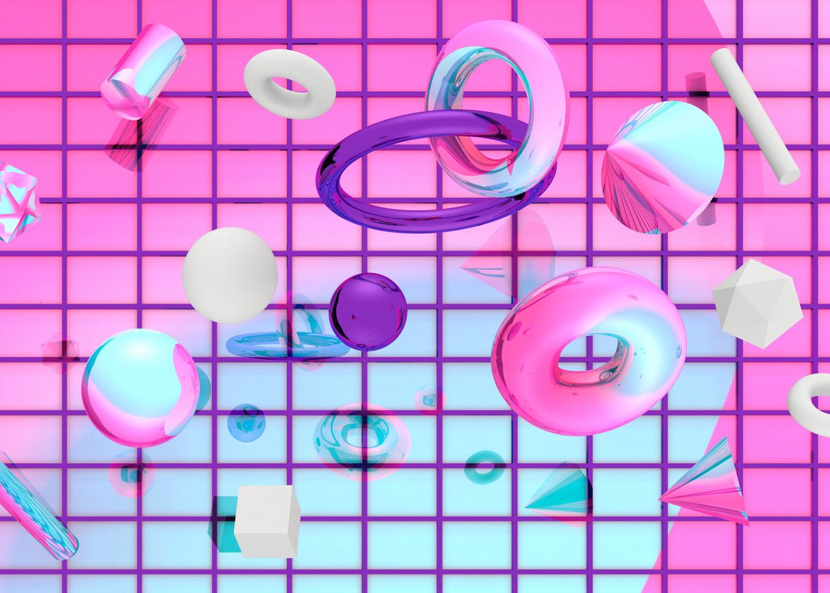 'Flying 3D objects' Poster by Andrew Turtsevych | Displate