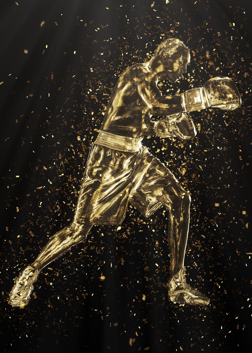'Gold Boxer' Poster, picture, metal print, paint by Maksymilian Kulig ...