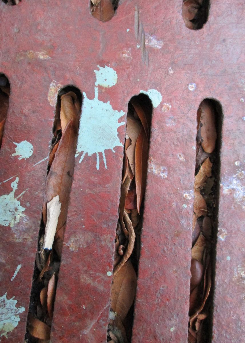 'Maroon Grate with Blue' Poster by Jeanne Kramer-Smyth | Displate