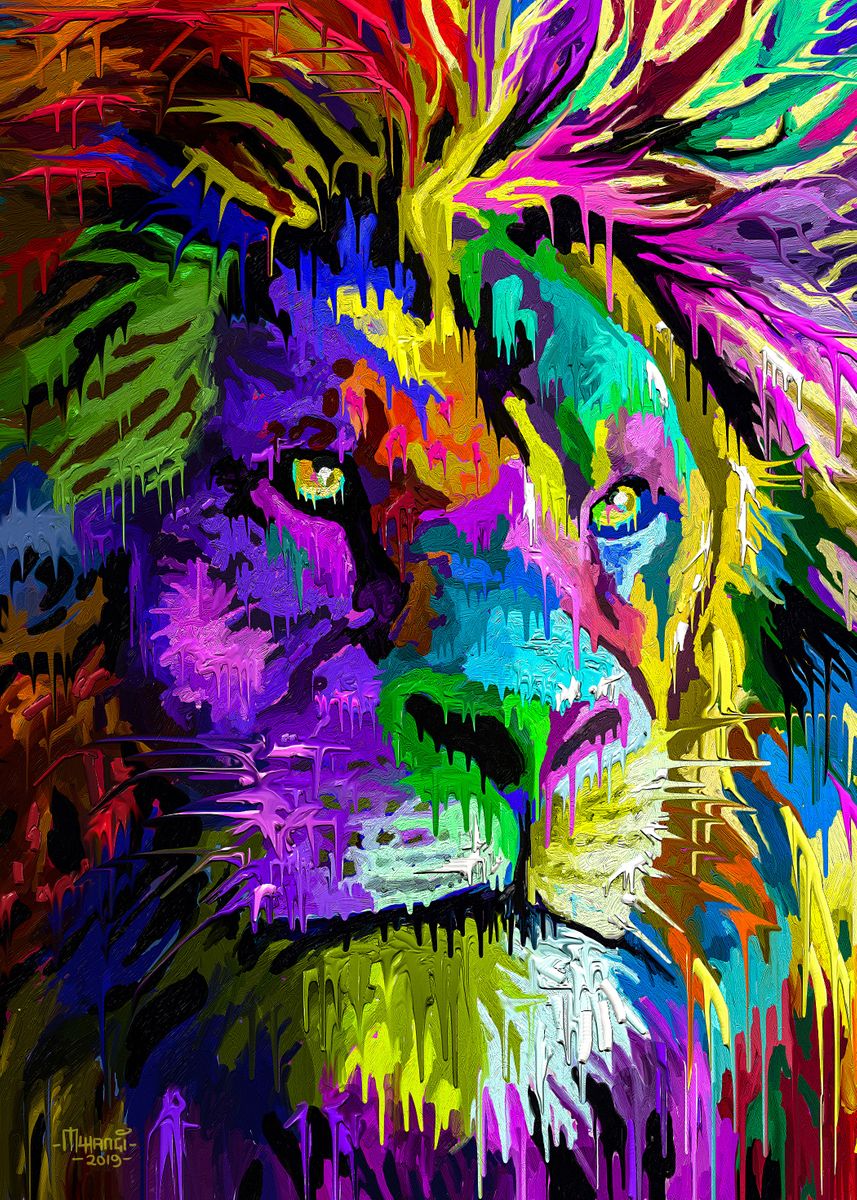 'Dripping Lion' Poster, picture, metal print, paint by Anthony Mwangi ...