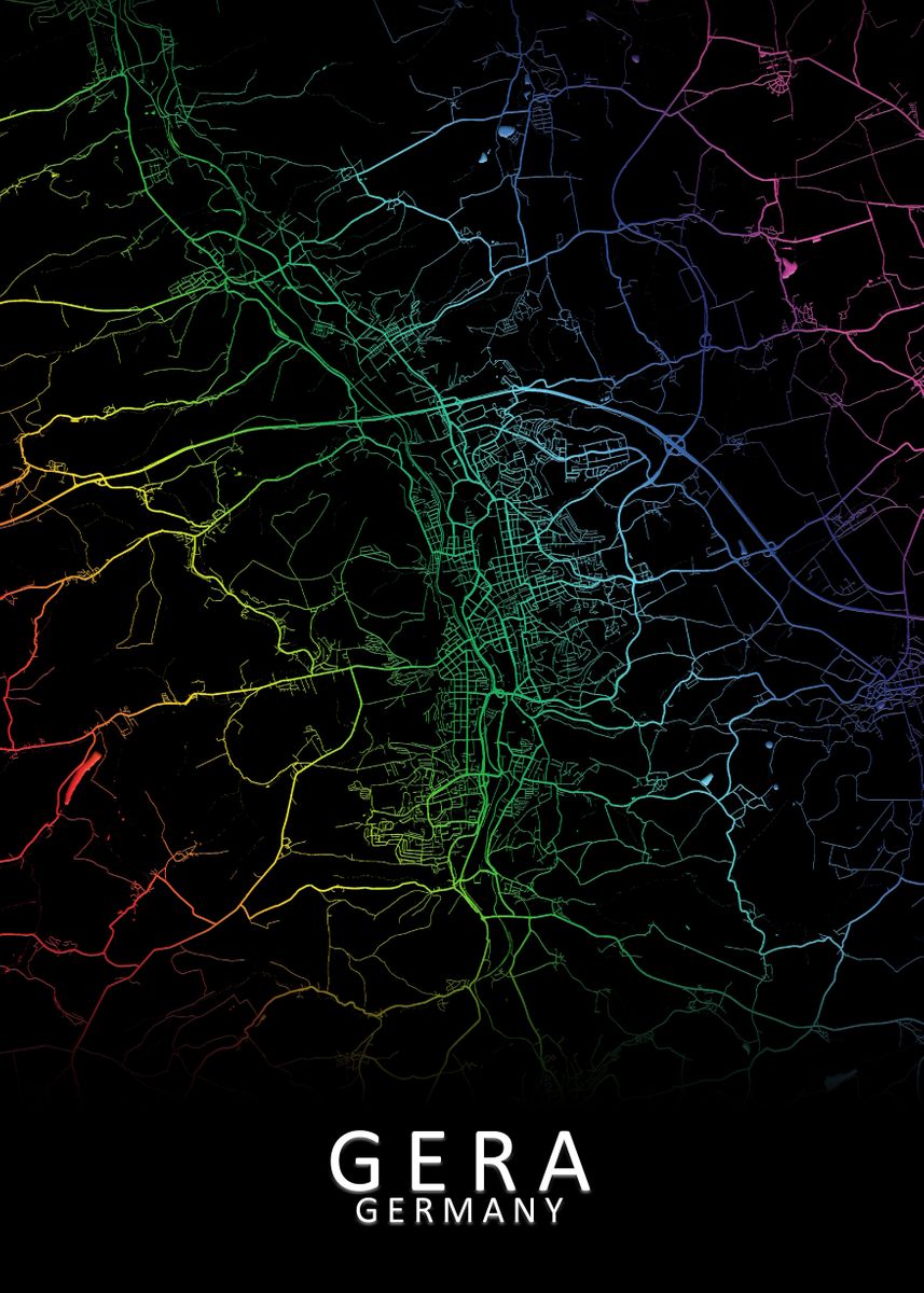 'Gera Germany City Map' Poster, picture, metal print, paint by City Map ...