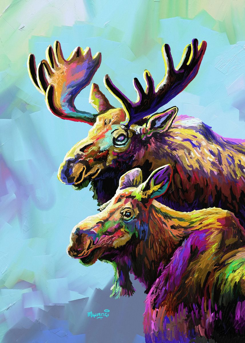 'Moose Friends' Poster by Anthony Mwangi | Displate