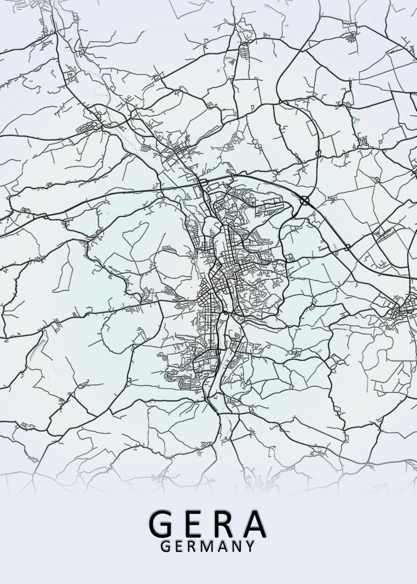 'Gera Germany City Map' Poster, picture, metal print, paint by City Map ...