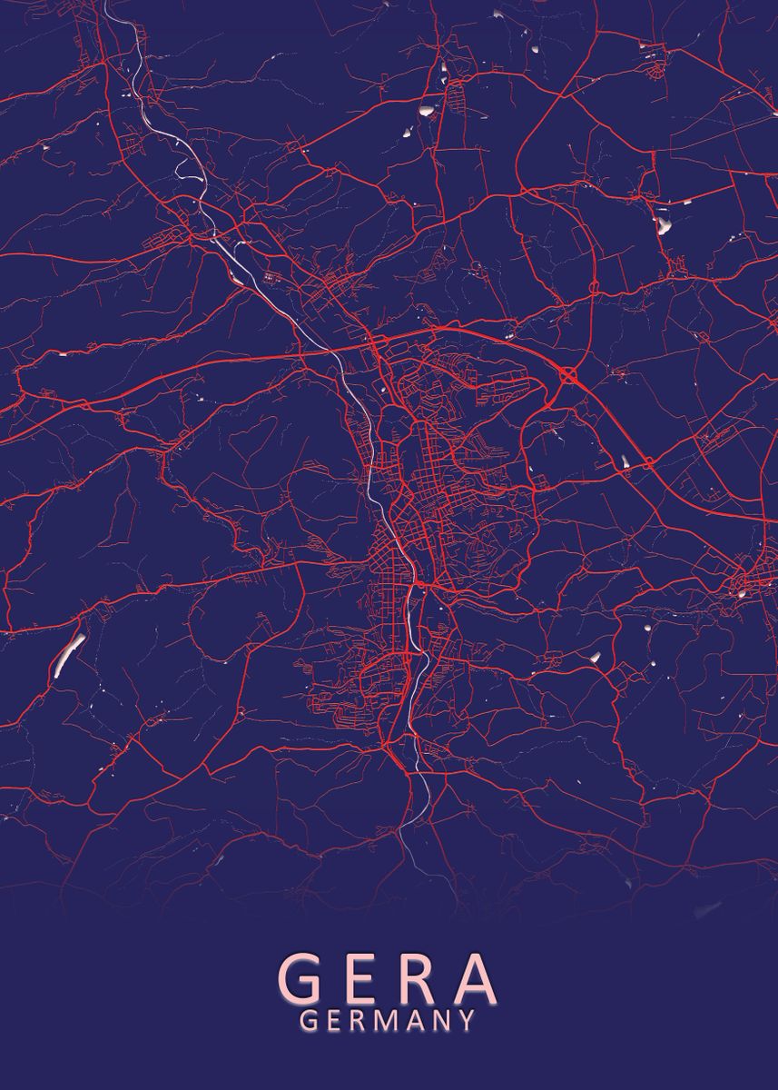 'Gera Germany City Map' Poster, picture, metal print, paint by City Map ...