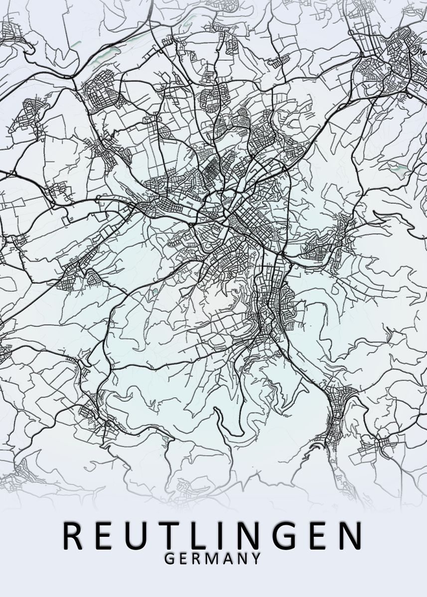 'Reutlingen Germany Map' Poster, picture, metal print, paint by City ...