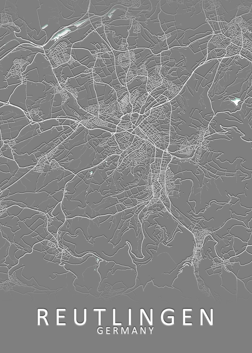'Reutlingen Germany Map' Poster, picture, metal print, paint by City ...