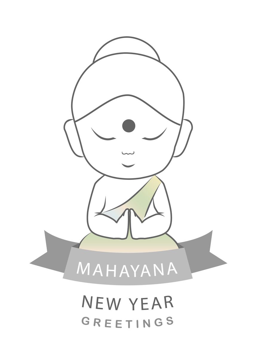 'Happy Mahayana new year ' Poster, picture, metal print, paint by ...