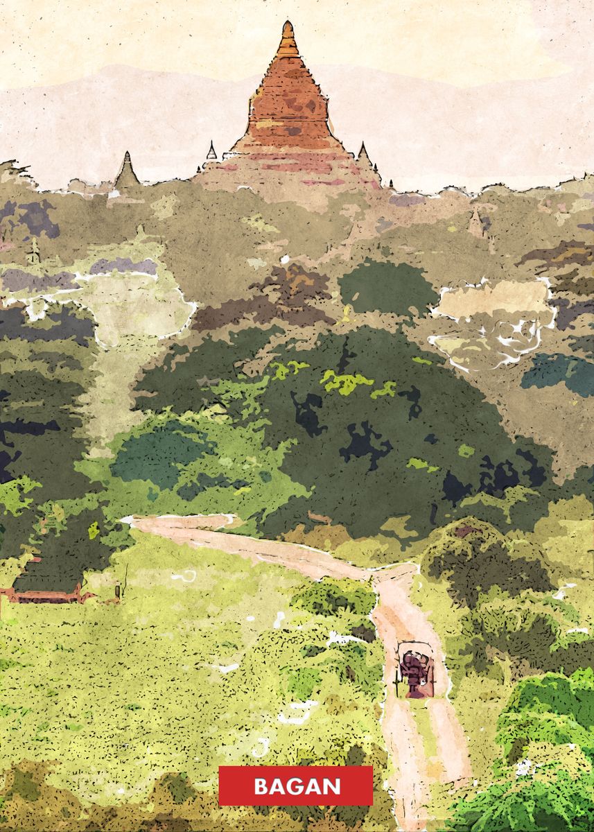 'Bagan Temple ' Poster, picture, metal print, paint by Maksymilian ...