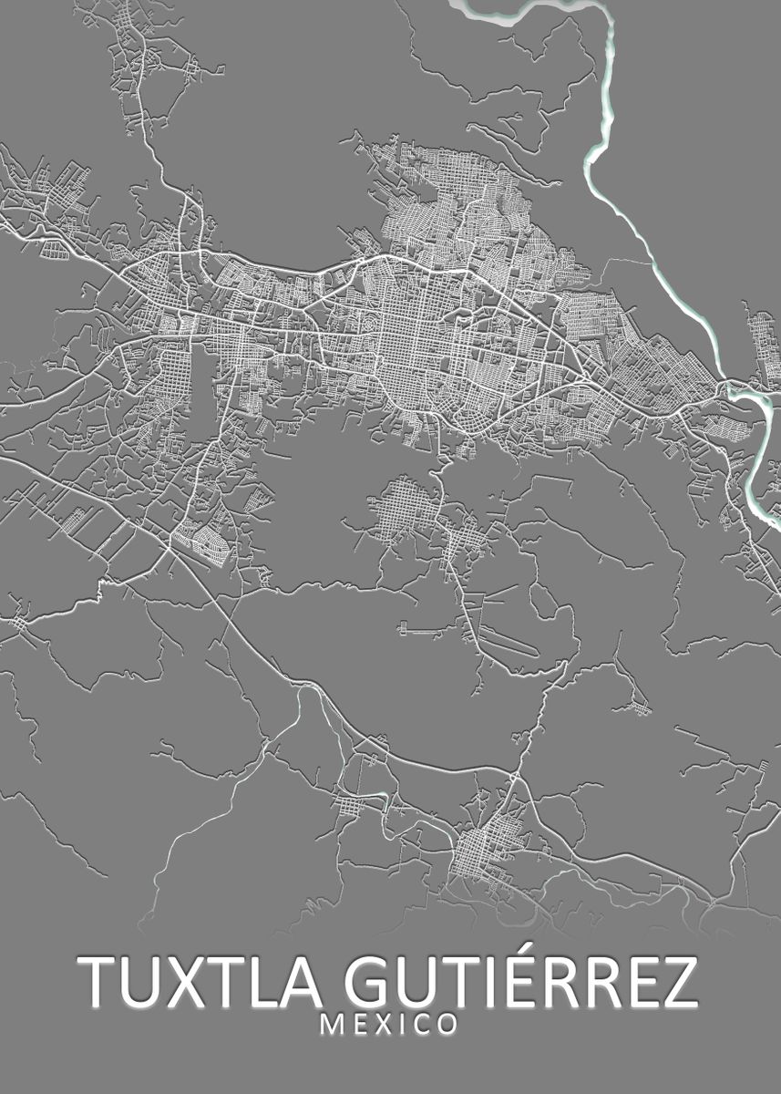 'Tuxtla Gutierrez City Map' Poster, picture, metal print, paint by City ...