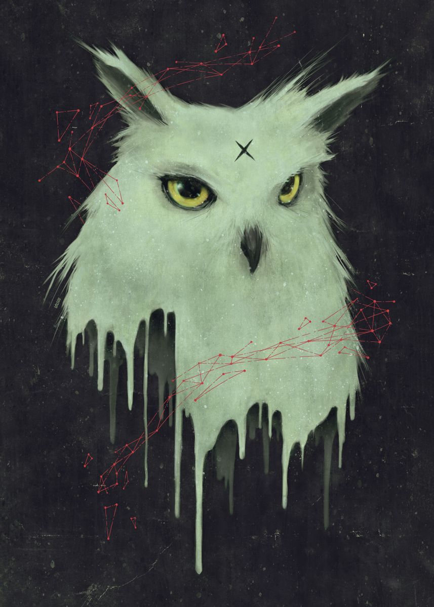 'Melting Owl' Poster, picture, metal print, paint by greg poget | Displate