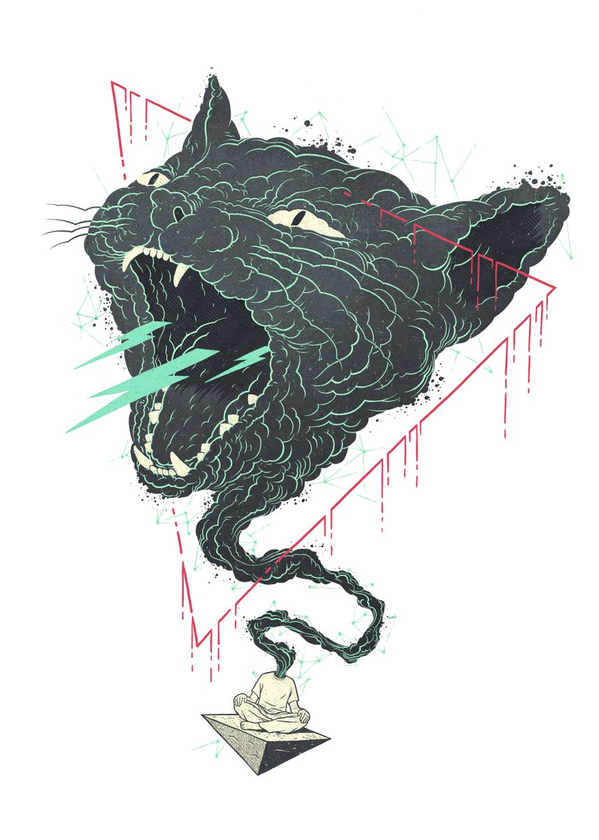 'Astral Cat Trip' Poster, picture, metal print, paint by greg poget ...