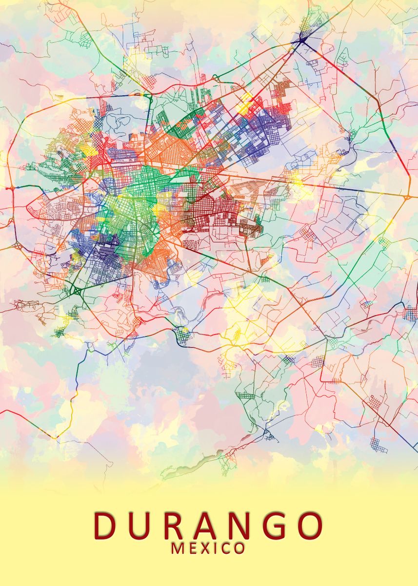 'Durango Mexico City Map' Poster by City Map Art Prints | Displate