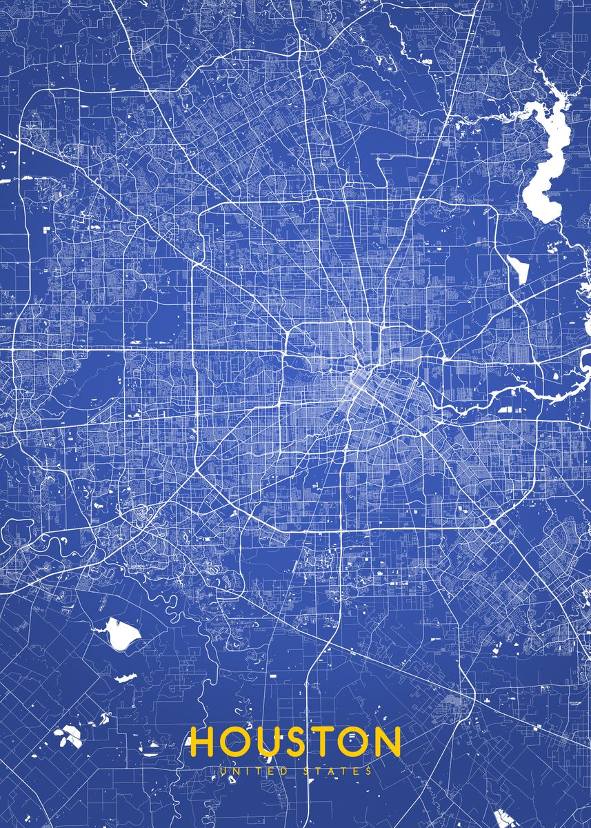 'Houston map' Poster, picture, metal print, paint by mapsies | Displate