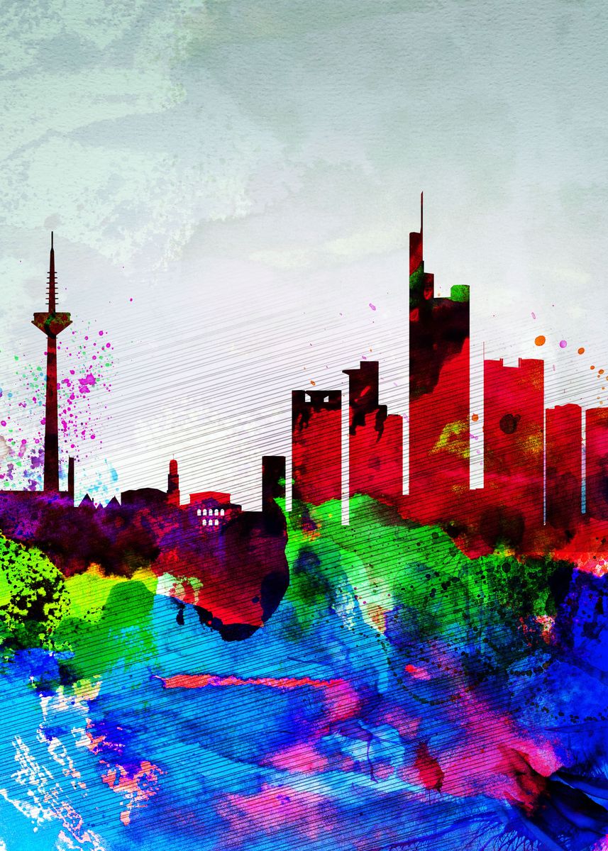 'Frankfurt Skyline' Poster, picture, metal print, paint by Art ...