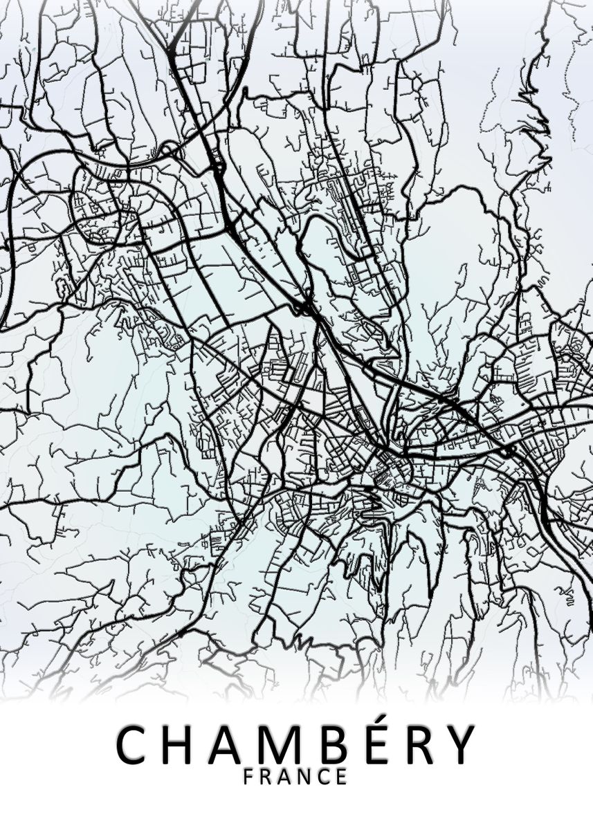 'Chambery France City Map' Poster, picture, metal print, paint by City ...