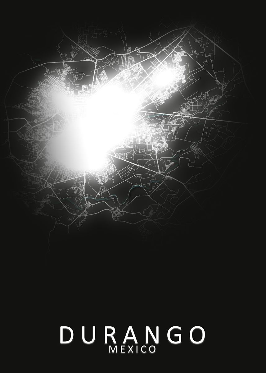 'Durango Mexico City Map' Poster, picture, metal print, paint by City ...