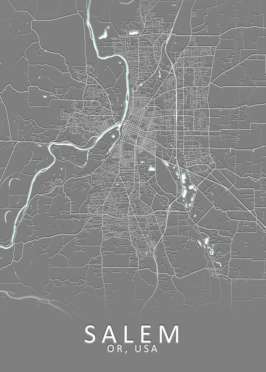 'Salem OR USA City Map' Poster, picture, metal print, paint by City Map ...