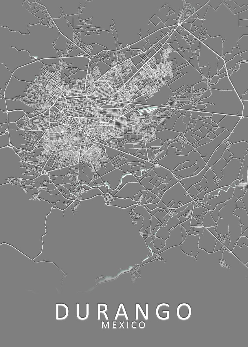 'Durango Mexico City Map' Poster, picture, metal print, paint by City ...