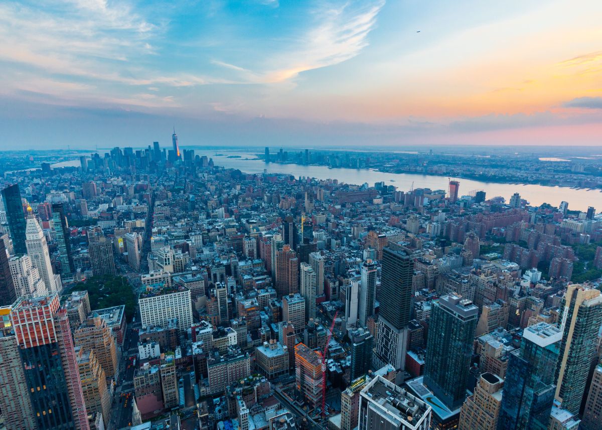 'Sunset over Manhattan' Poster by Giuseppe Cammino | Displate