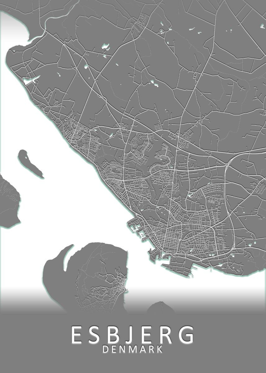 'Esbjerg Denmark City Map' Poster by City Map Art Prints | Displate