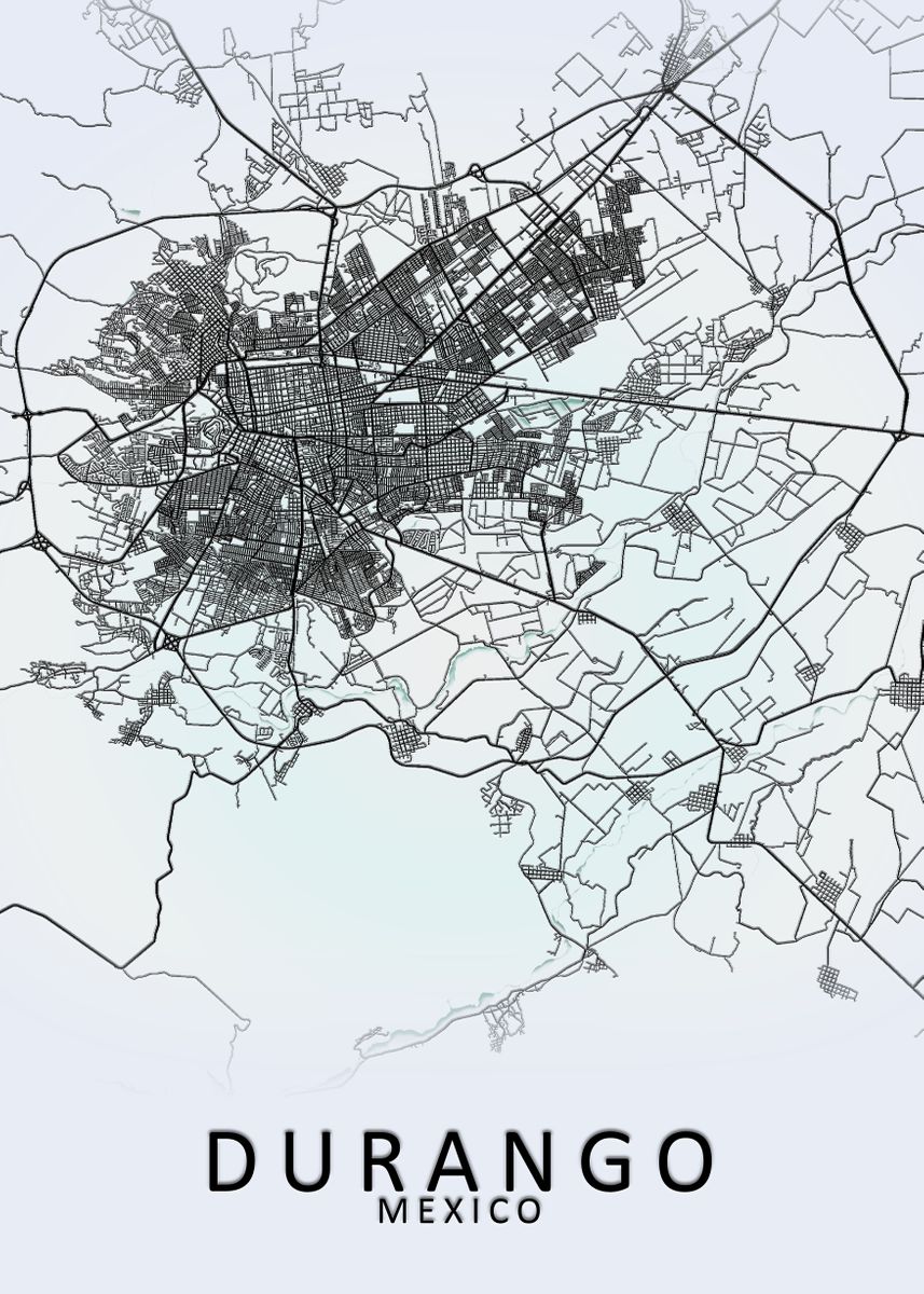 'Durango Mexico City Map' Poster, picture, metal print, paint by City ...