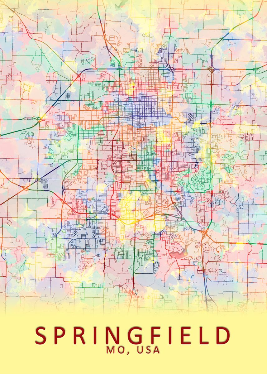 'Springfield USA City Map' Poster, picture, metal print, paint by City ...