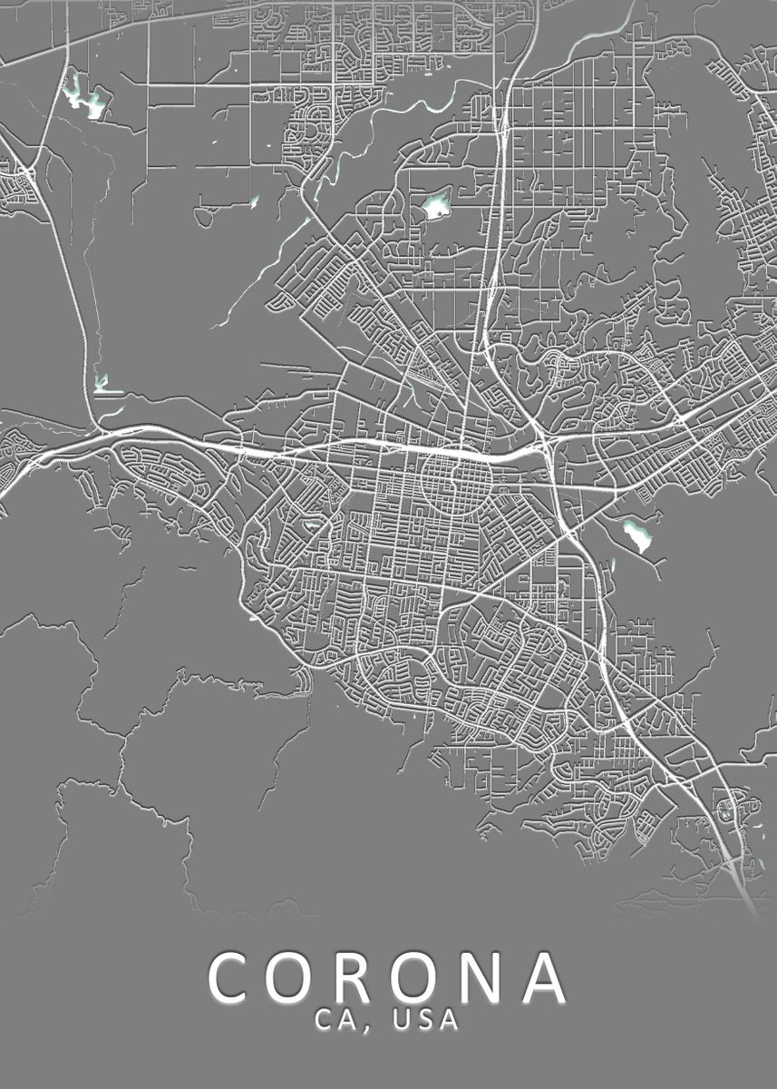 'Corona CA USA City Map' Poster, picture, metal print, paint by City ...