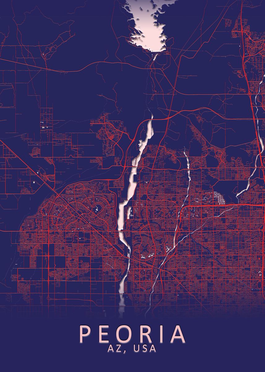'Peoria AZ USA City Map' Poster by City Map Art Prints | Displate